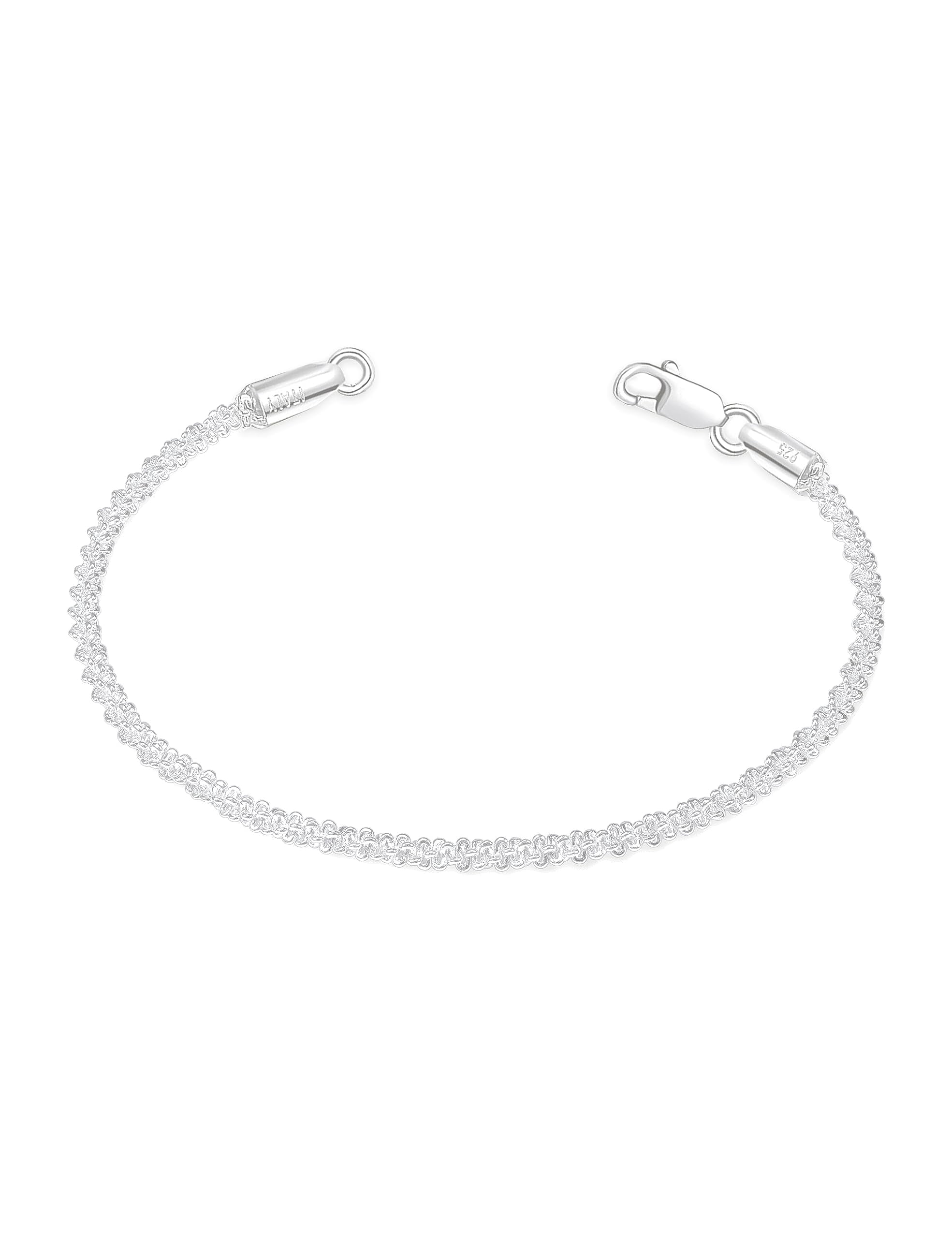 Sparkling Bracelet for Women 2.5mm Diamond-Cut Sparkling Silver Chain ...