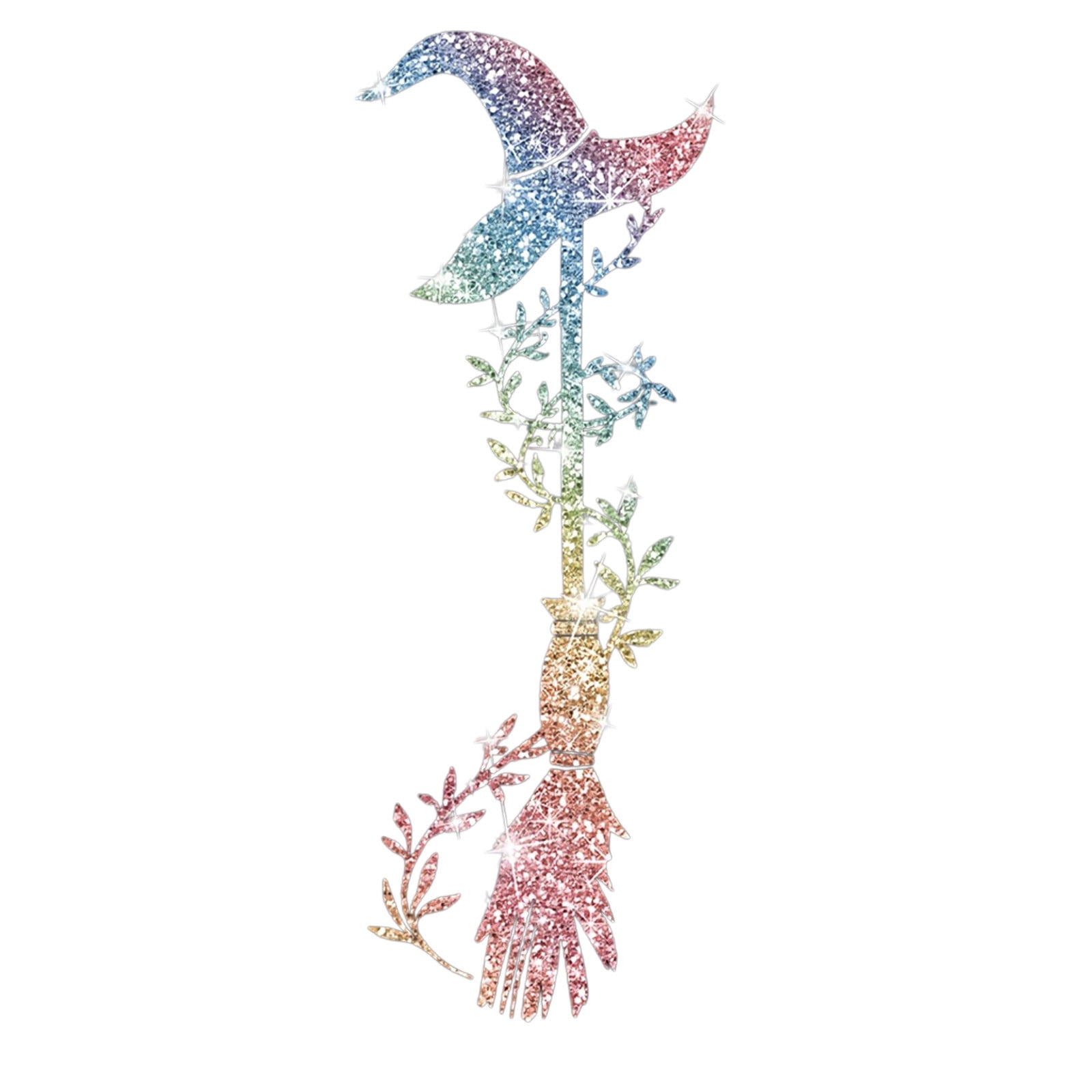 Sparkling Broom Witch Car Decal Self-Adhesive PVC Glittery Decal ...
