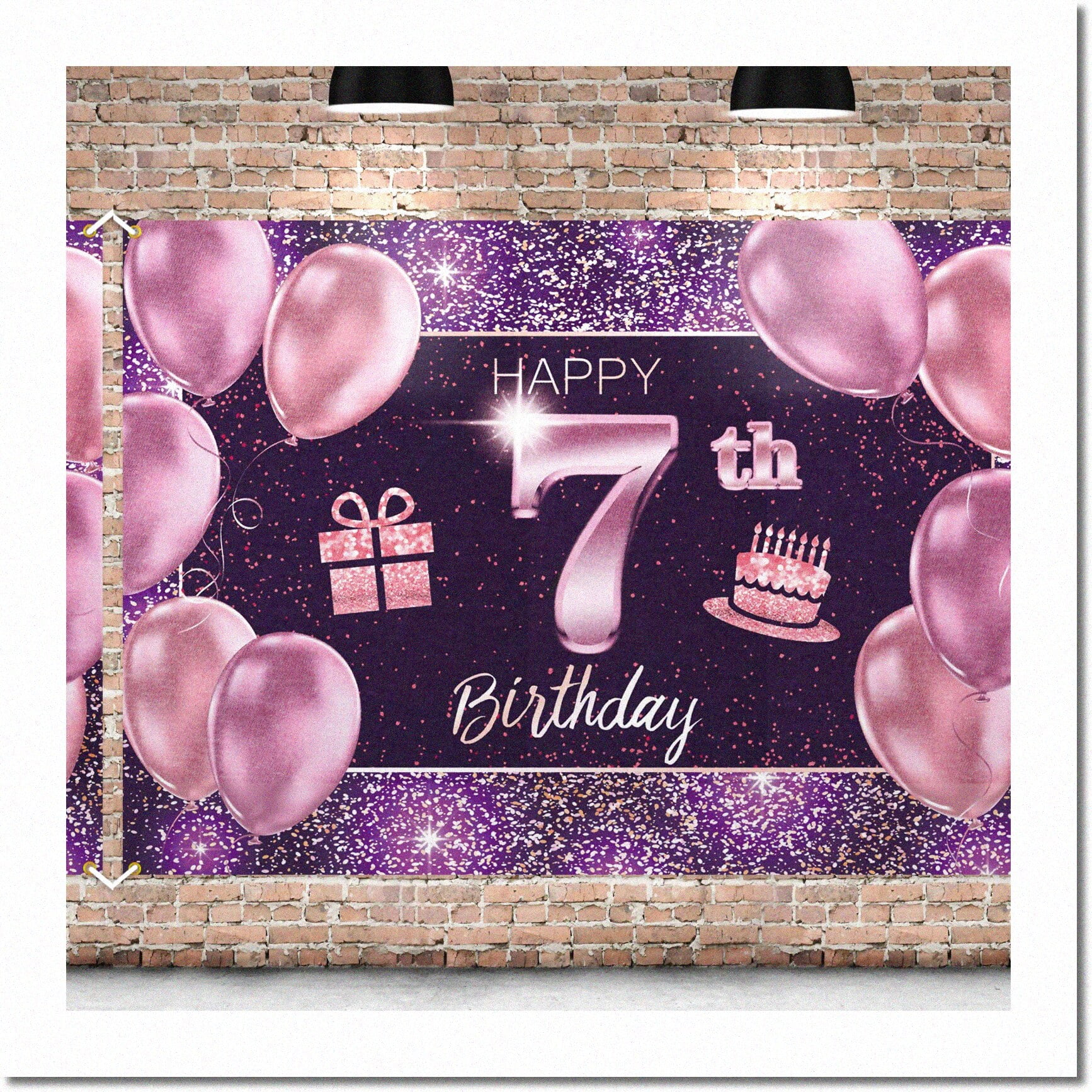 Sparkling Celebration: Enchanting 7th Birthday Backdrop - Vibrant Pink ...
