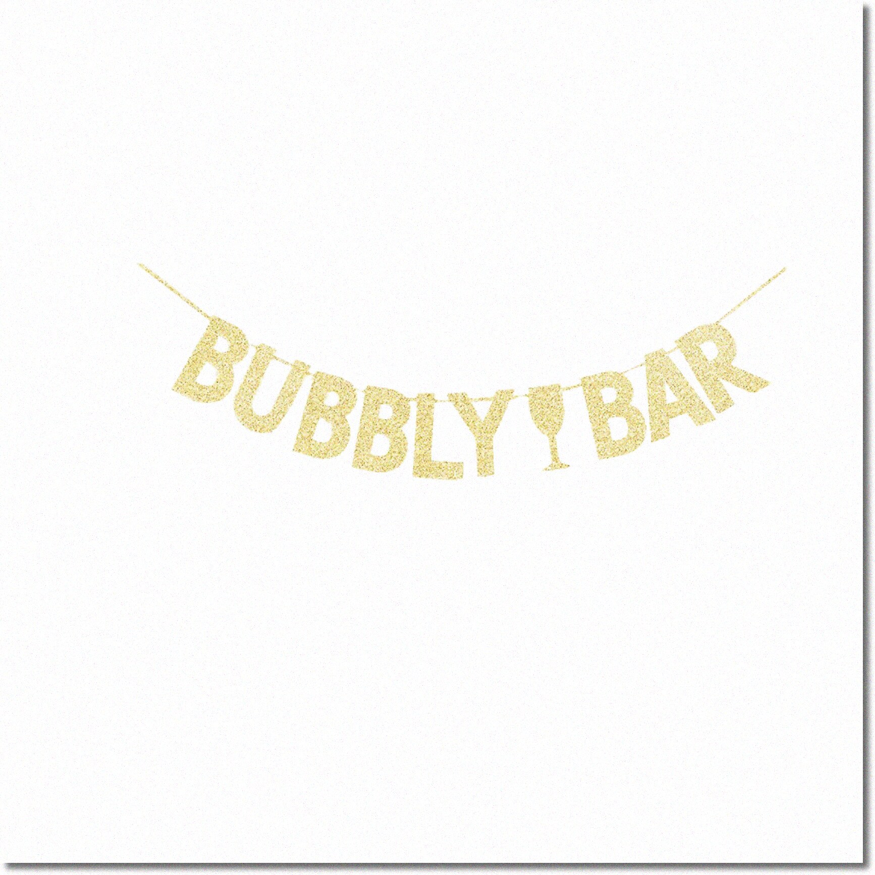 Sparkling Champagne Celebration Banner - Glittery Gold Bubbly Bar Sign ...
