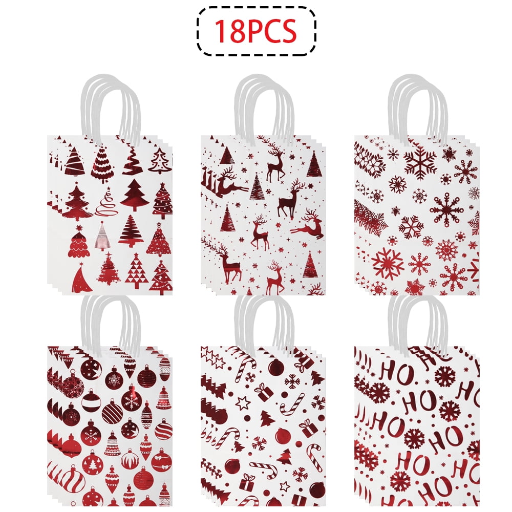 Sparkling Christmas Gift Bags with Handles - Foil Stamped Holiday Paper ...