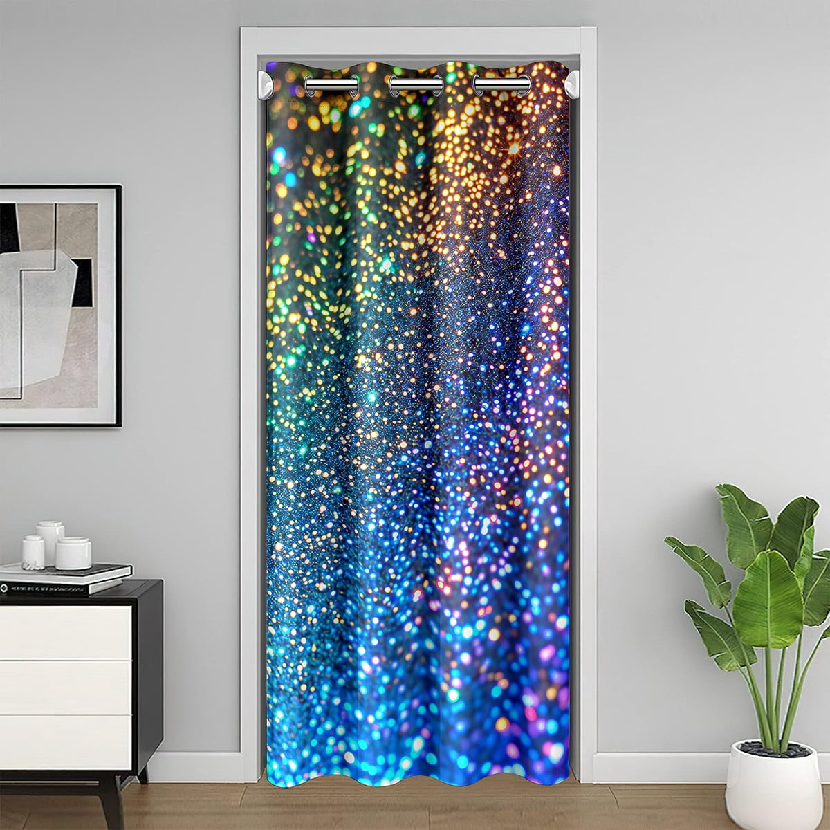 Sparkling Crystal Blackout Curtain,Rainbow Space Door Curtain for ...