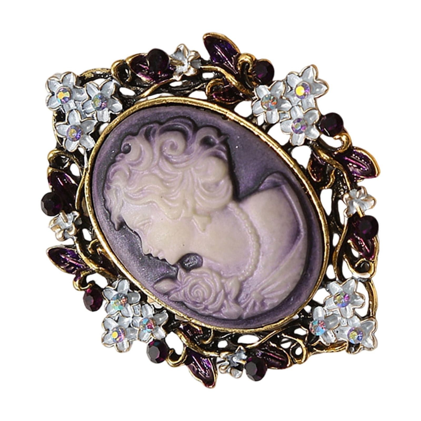 Sparkling Crystal Embellished Vintage Brooch Gold Tone Alloy Pin Women ...