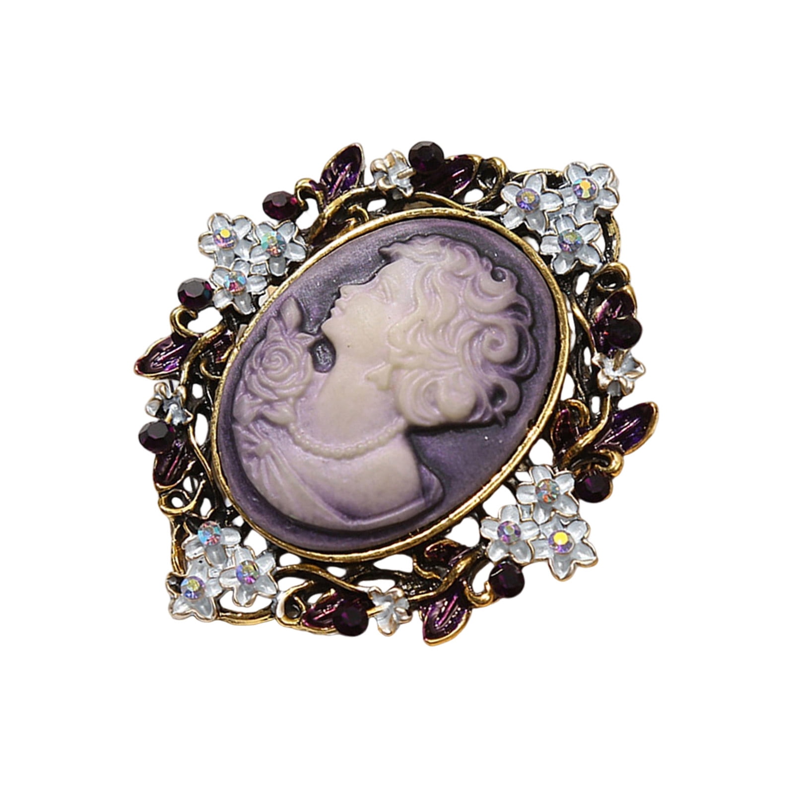 Sparkling Crystal Embellished Vintage Brooch Gold Tone Alloy Pin Women ...