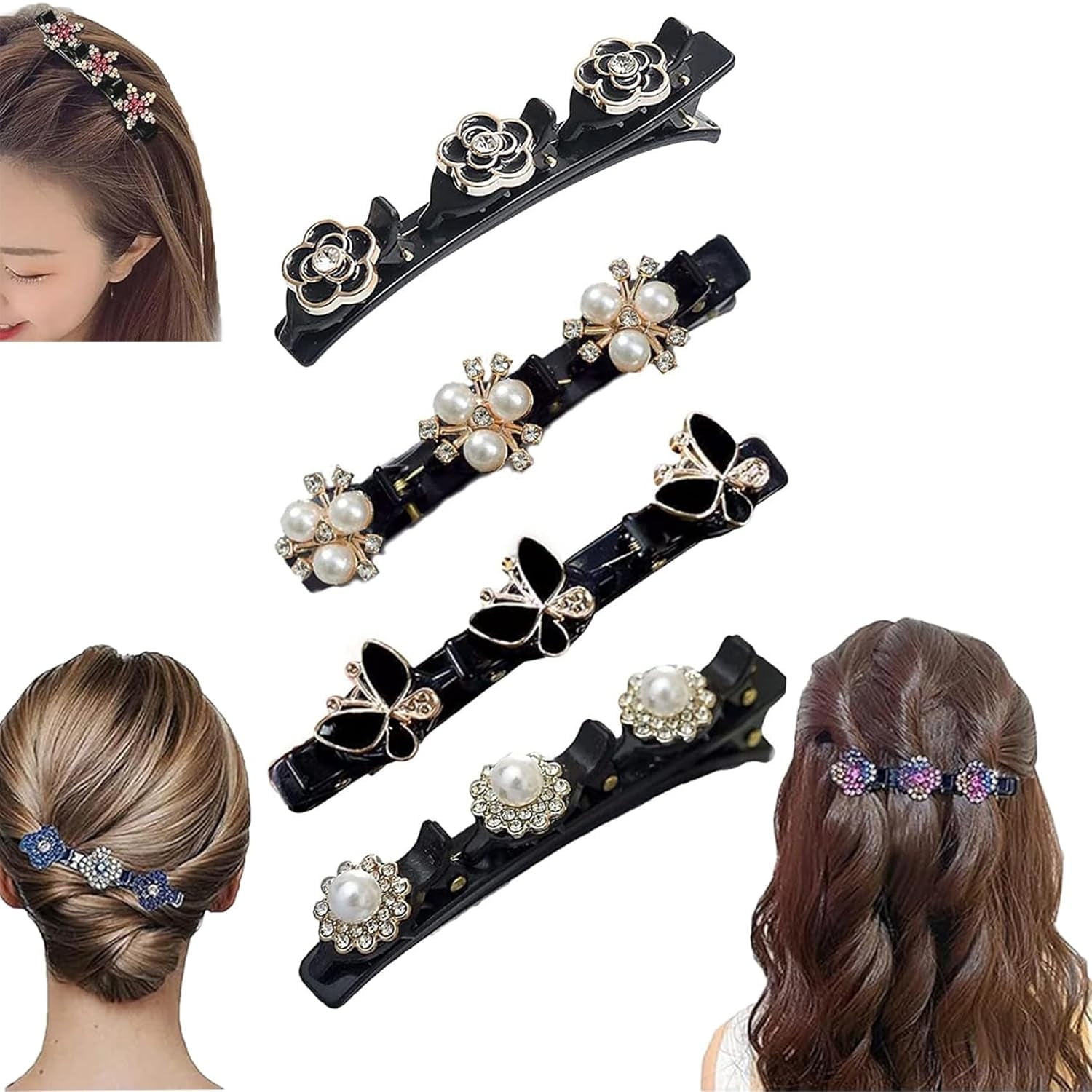 Sparkling Crystal Stone Braided Hair Clips, Crystal Stone Braided Hair ...