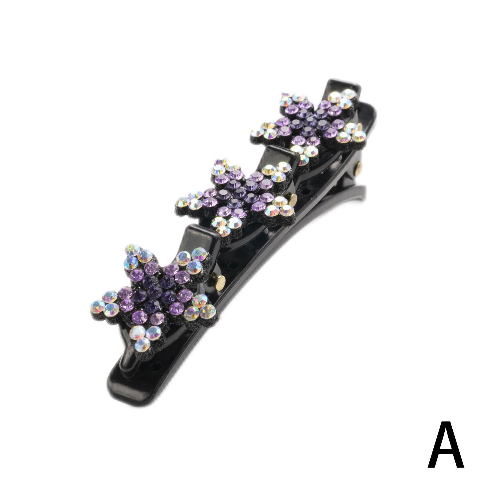 Sparkling Crystal Stone Braided Hair Clips, Double Bangs Hair Clips ...