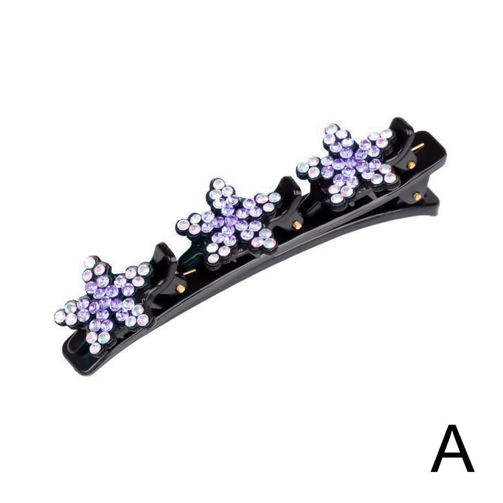 Sparkling Crystal Stone Braided Hair Clips, Double Bangs Hair Clips ...