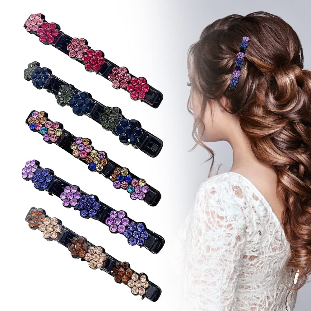 Sparkling Crystal Stone Braided Hair Clips, Mottdam Braided Hair Clips ...