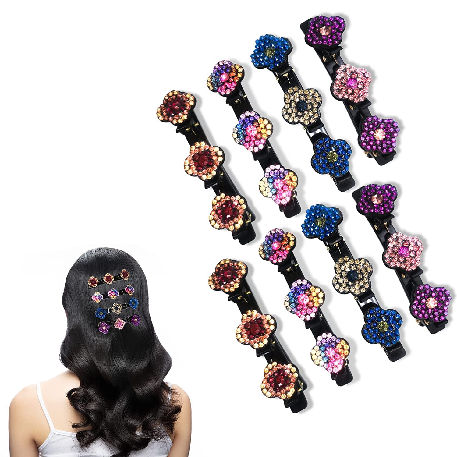 Sparkling Crystal Stone Braided Hair Clips, Rhinestones Braided Hair ...