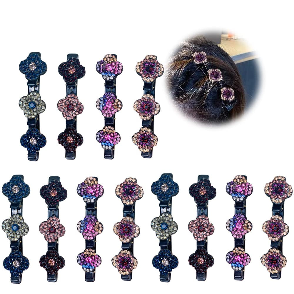 Sparkling Crystal Stone Braided Hair Clips, Satin Fabric Hair Bands ...