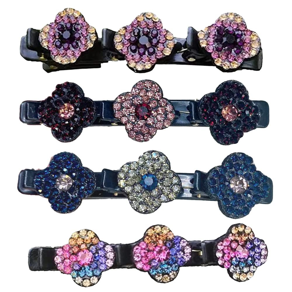 Sparkling Crystal Stone Braided Hair Clips, Satin Fabric Hair Bands ...