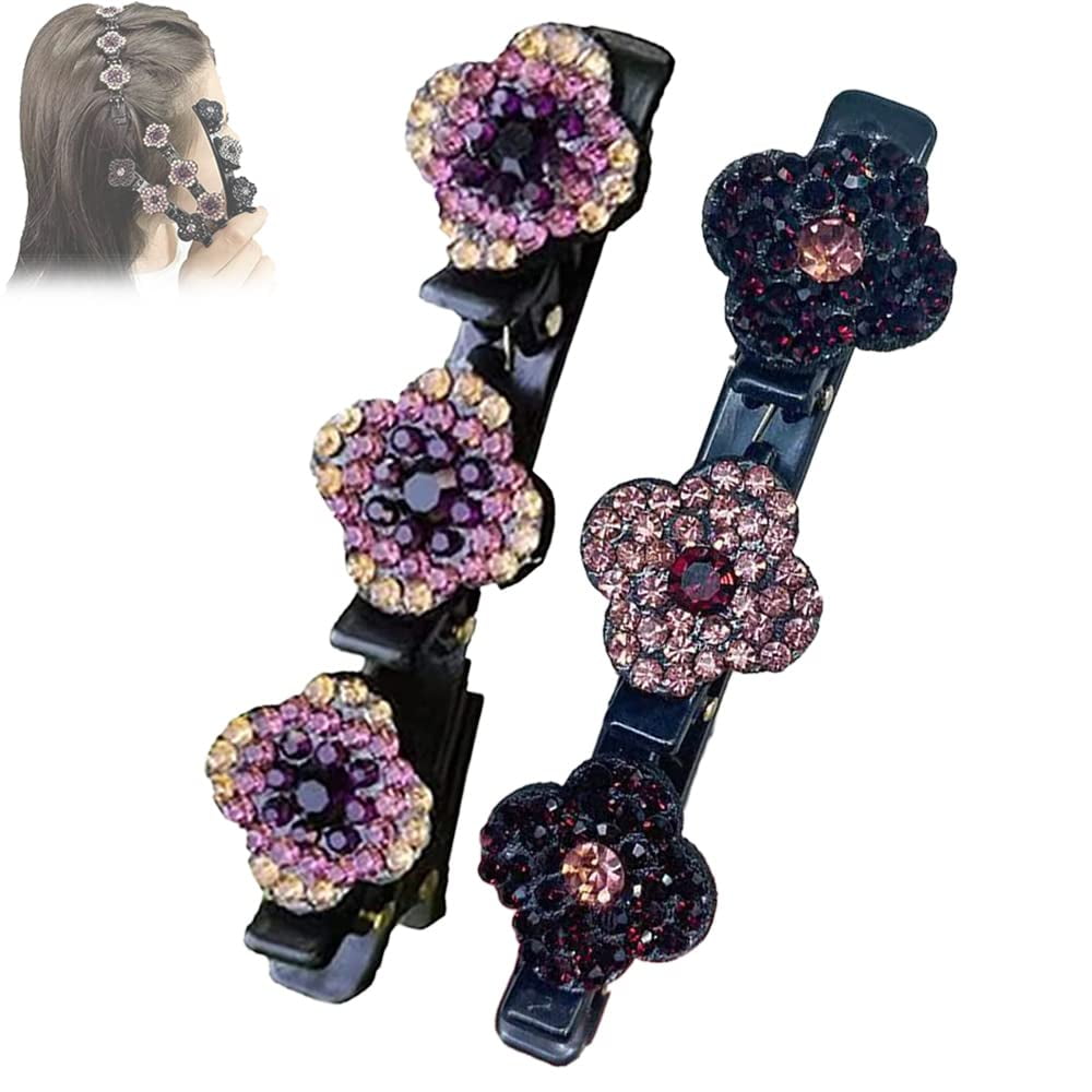 Sparkling Crystal Stone Braided Hair Clips, Satin Fabric Hair Bands ...