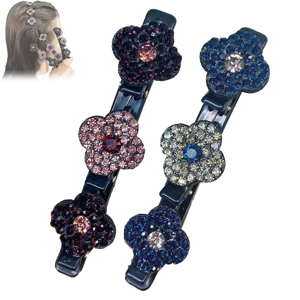 Sparkling Crystal Stone Braided Hair Clips, Satin Fabric Hair Bands ...