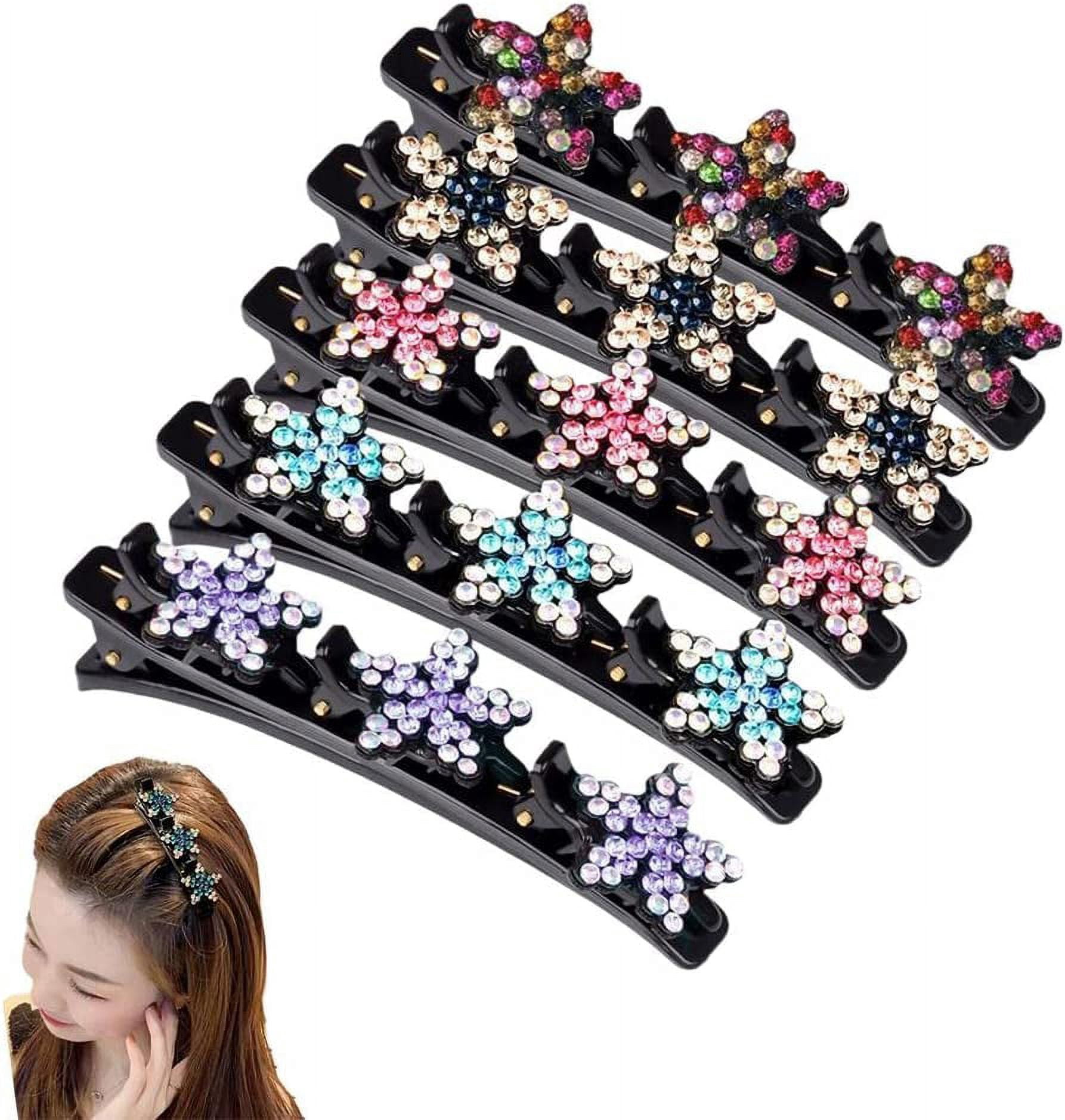 Sparkling Crystal Stone Braided Hair Clips,Satin Fabric Hair Bands ...