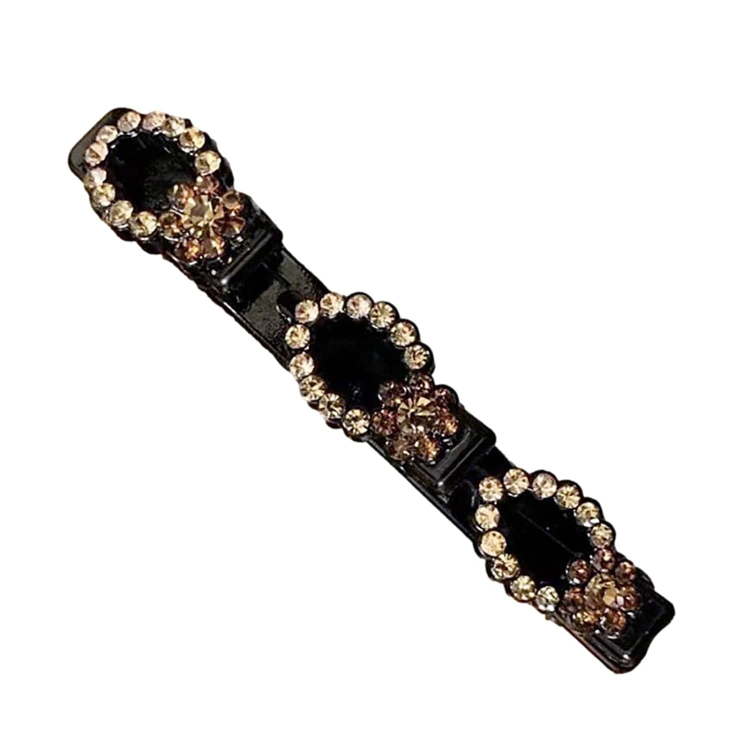 Sparkling Crystal Stone Braided Hair Clips Satin Rhinestone Fabric ...