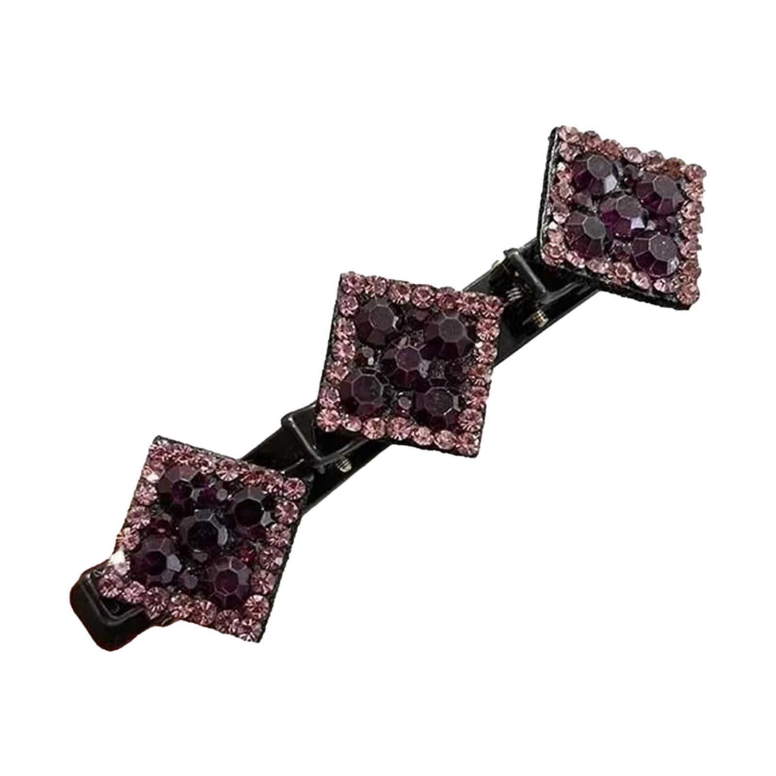 Sparkling Crystal Stone Braided Hair Clips Satin Rhinestone Hair Fabric ...