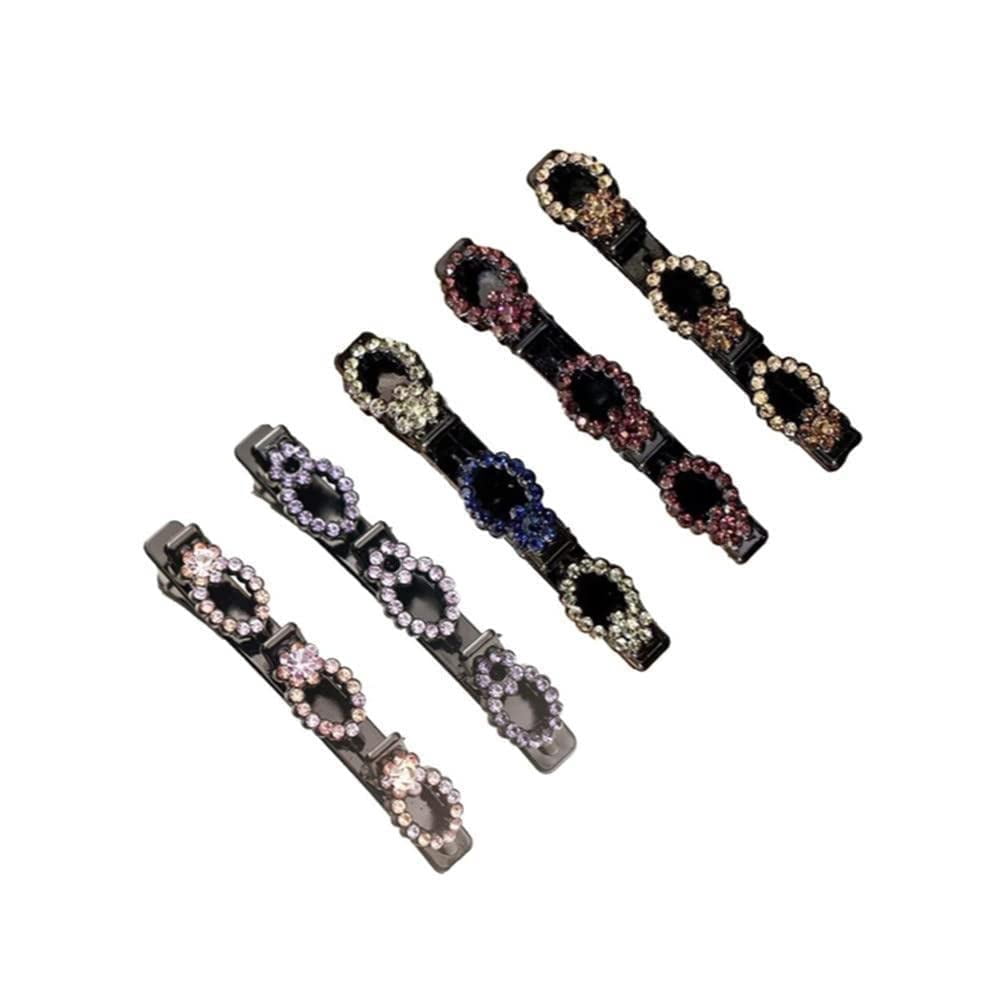 Sparkling Crystal Stone Braided Hair Clips Satin Rhinestone Hair Hair ...