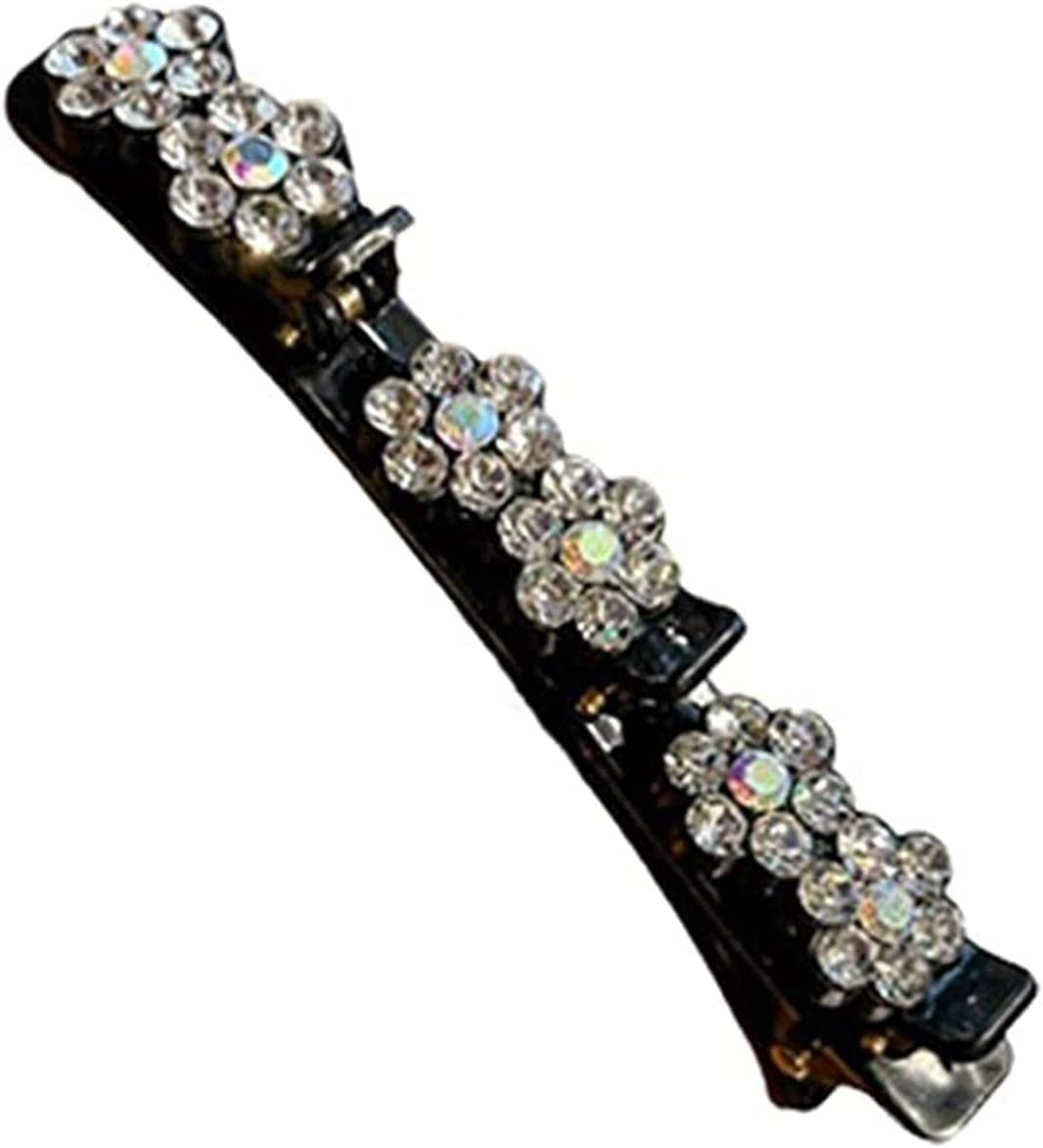 Sparkling Crystal Stone Braided Hair Clips, Satin Rhinestone Plait ...