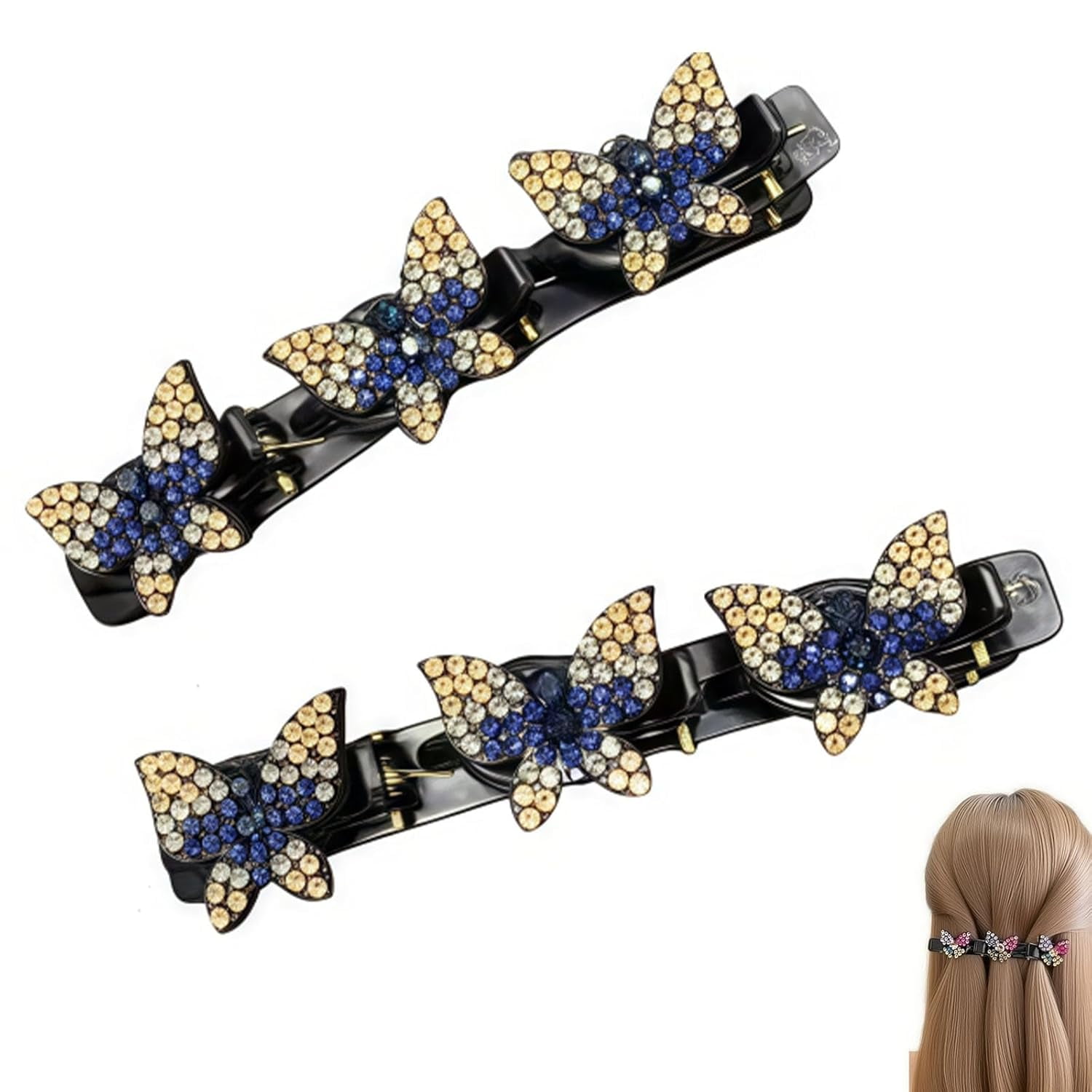 Sparkling Crystal Stone Braided Hair Clips,Shiny Duckbill Flat Clip In ...