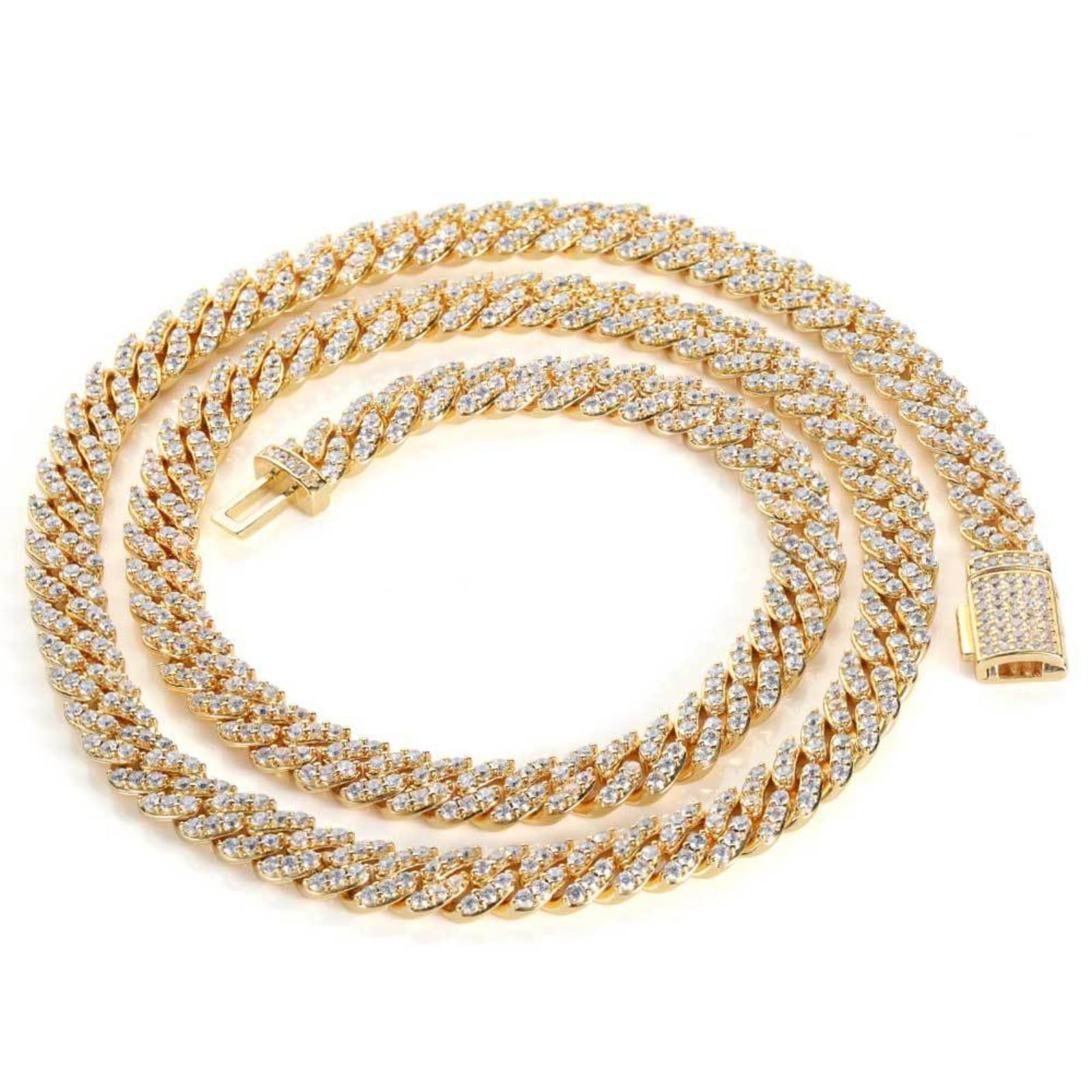 Sparkling Cuban Chain Necklace for Men, Width 8MM Big Iced Out Cuban ...