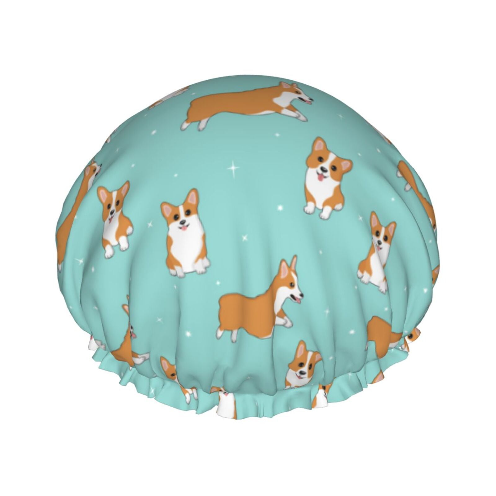 Sparkling Cute Corgi Dog Funny Shower Cap, Reusable Bath Hair Hat for ...