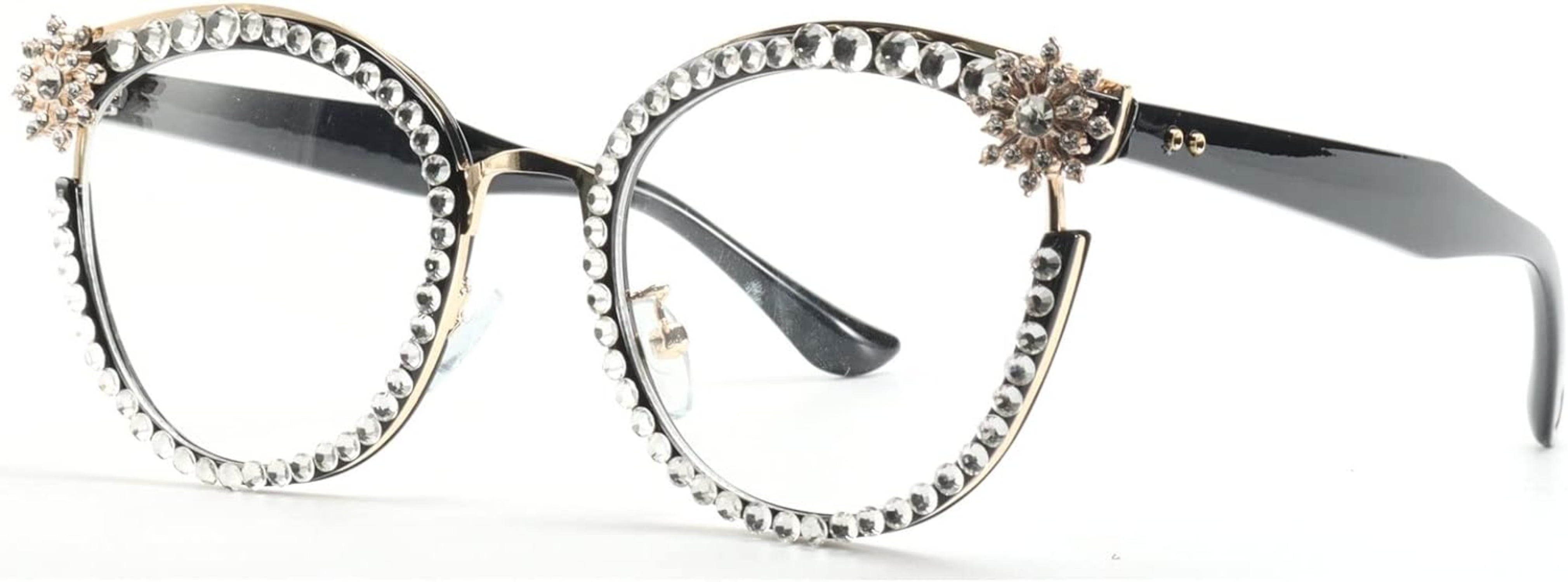 Sparkling Diamond Rhinestone Blue Light Blocking Glasses For Women ...