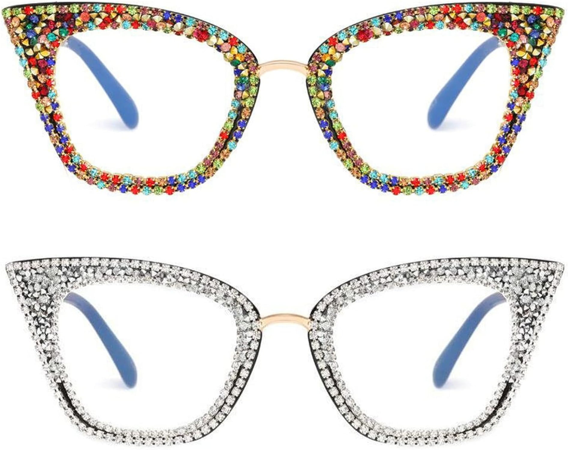 Sparkling Diamond Rhinestone Blue Light Blocking Glasses For Women ...