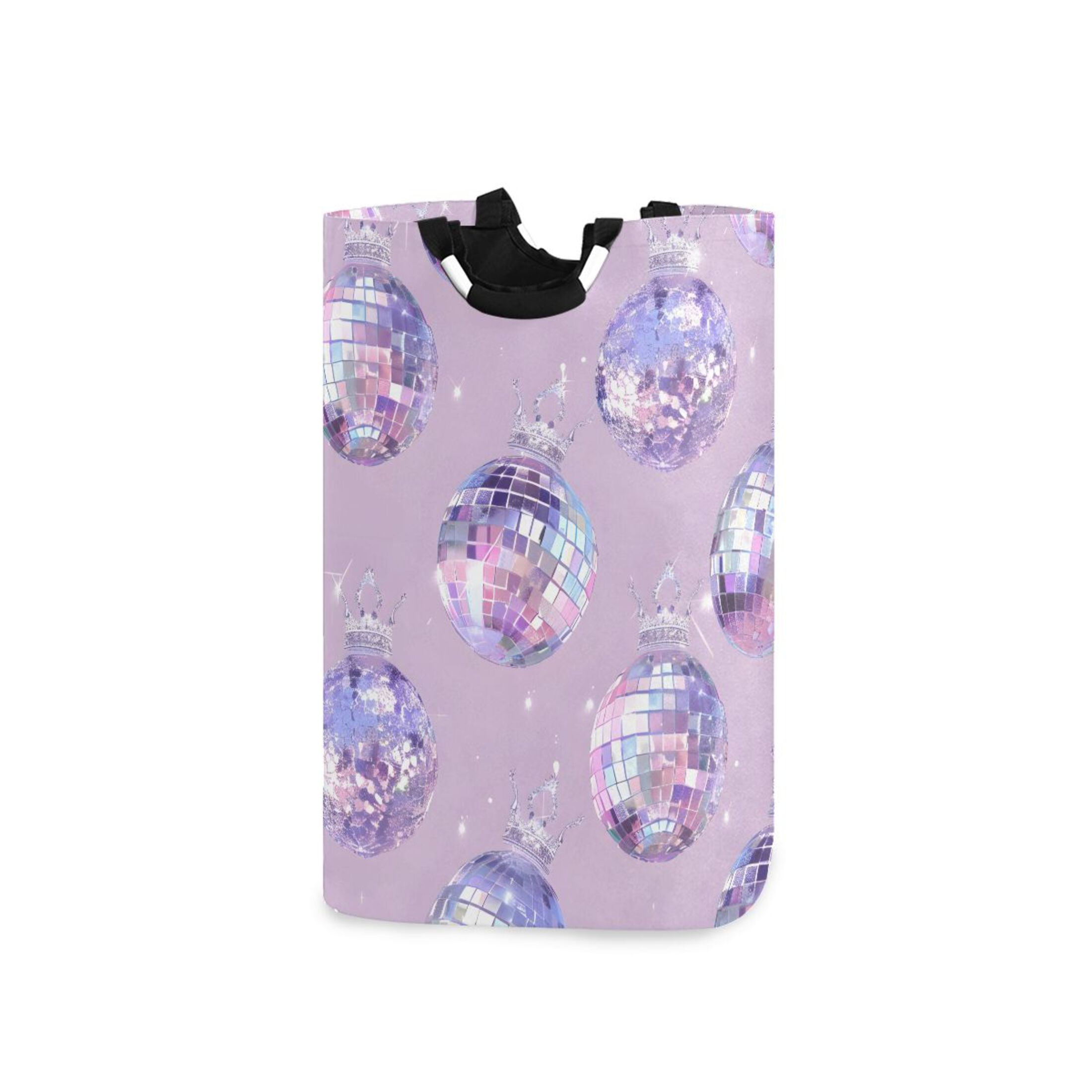 Sparkling Disco Balls Crystal Crowns Laundry Basket with Handles ...