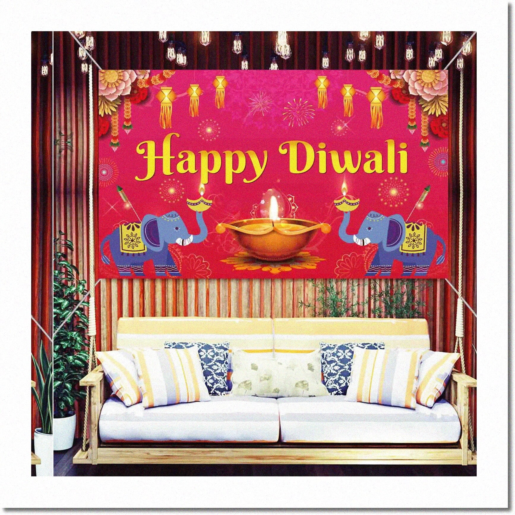 Sparkling Diwali Celebration Backdrop - Vibrant 70.8X43.3inch Banner ...