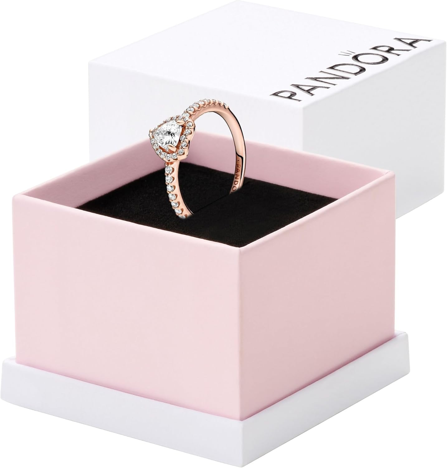 Sparkling Elevated Heart Ring - Rose Gold Ring for Women - Layering or ...