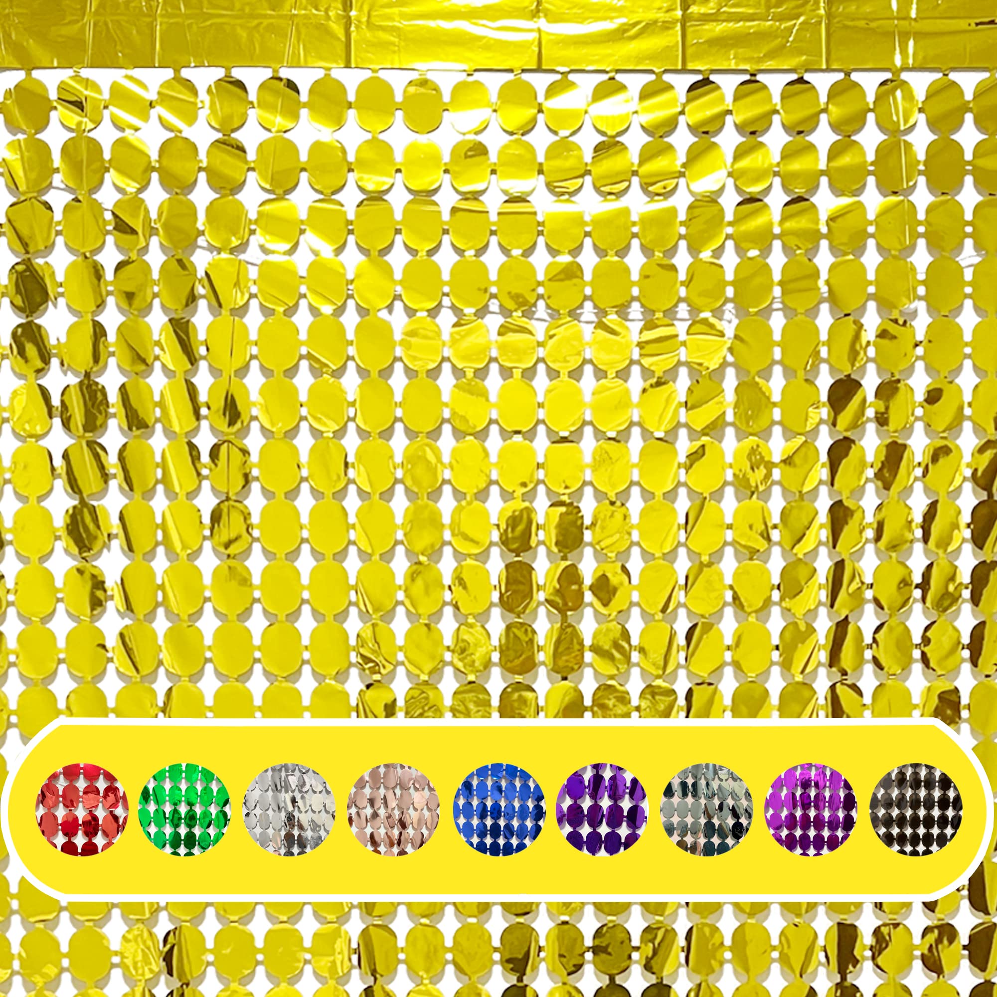 Sparkling Ellipse Gold Backdrop Metallic Tinsel Foil Fringe Curtains ...