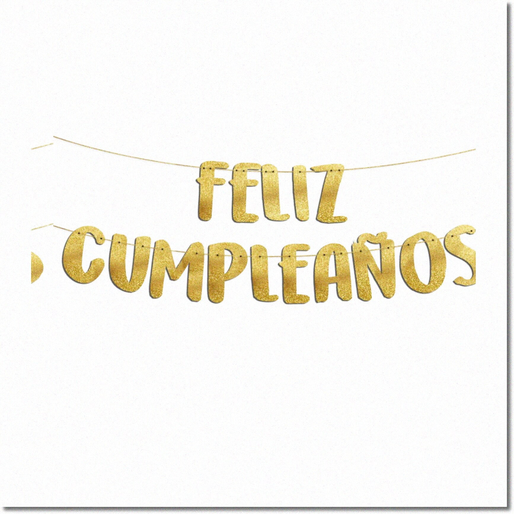 Sparkling Fiesta Gold Glitter Banner - Vibrant Spanish Happy Birthday ...
