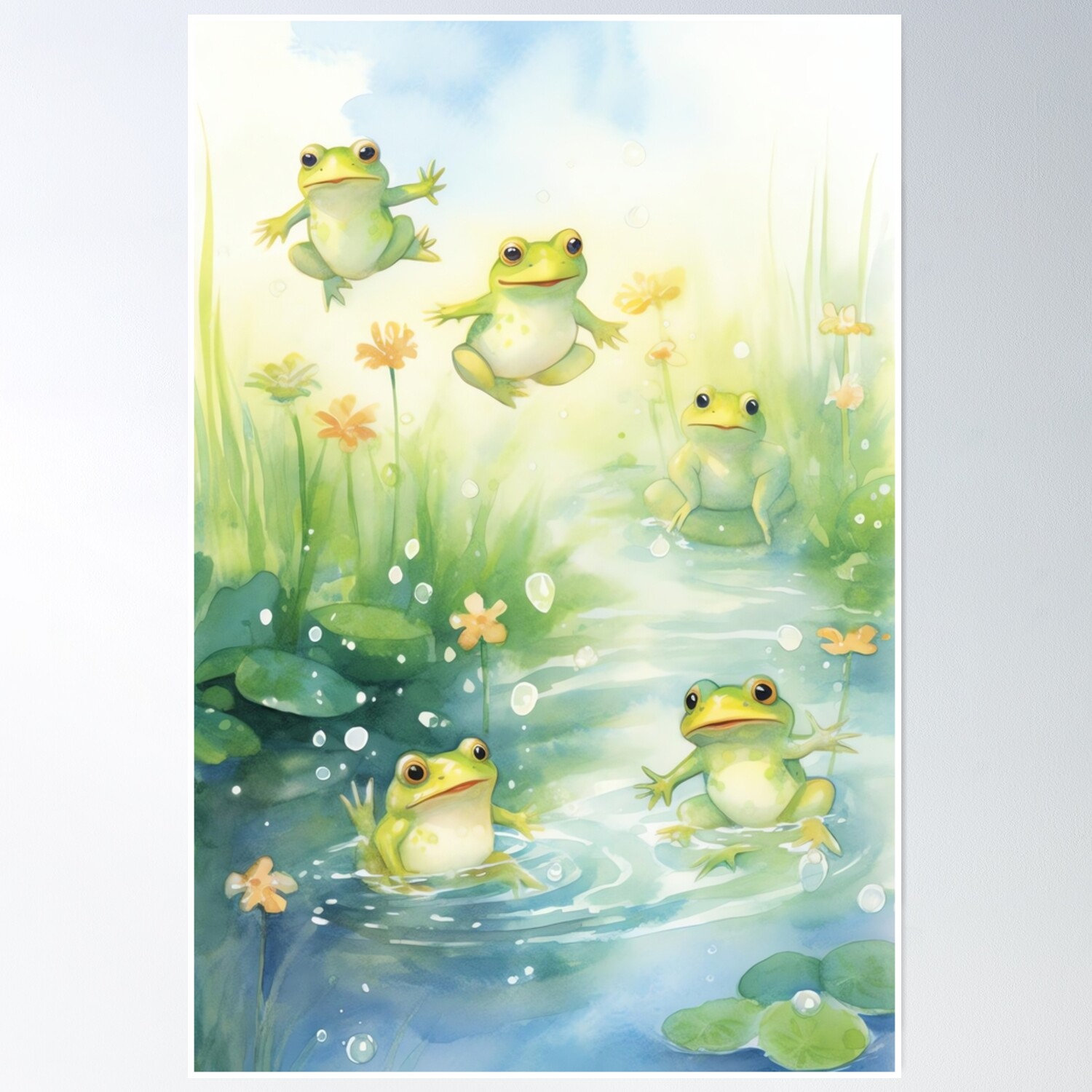 Sparkling Frog Leap Poster Wall Art, Modern Wall Decor, 8x12 UNFRAMED ...