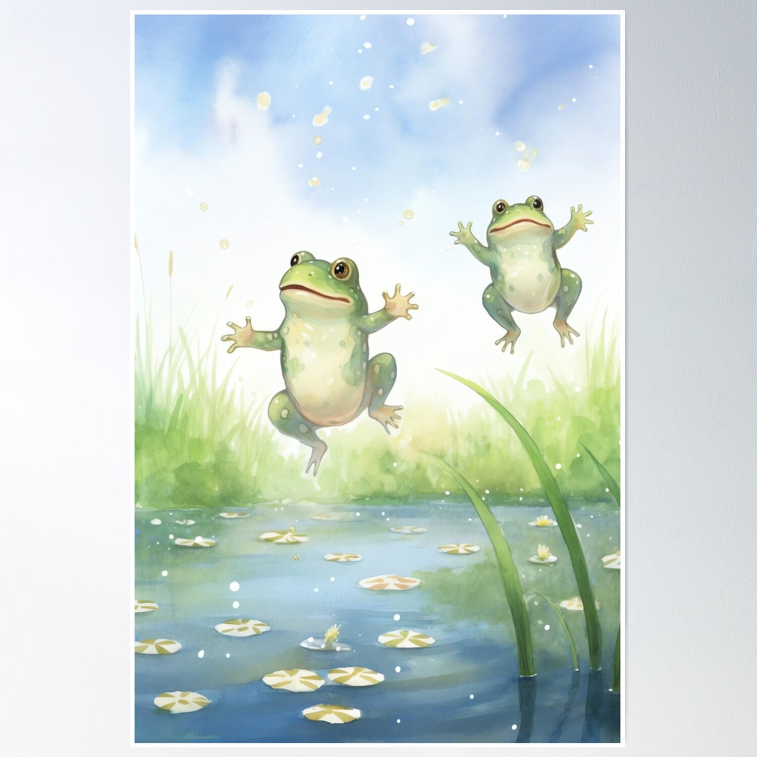 Sparkling Froggy Fun Poster Wall Art, Modern Wall Decor, 12x18 UNFRAMED ...