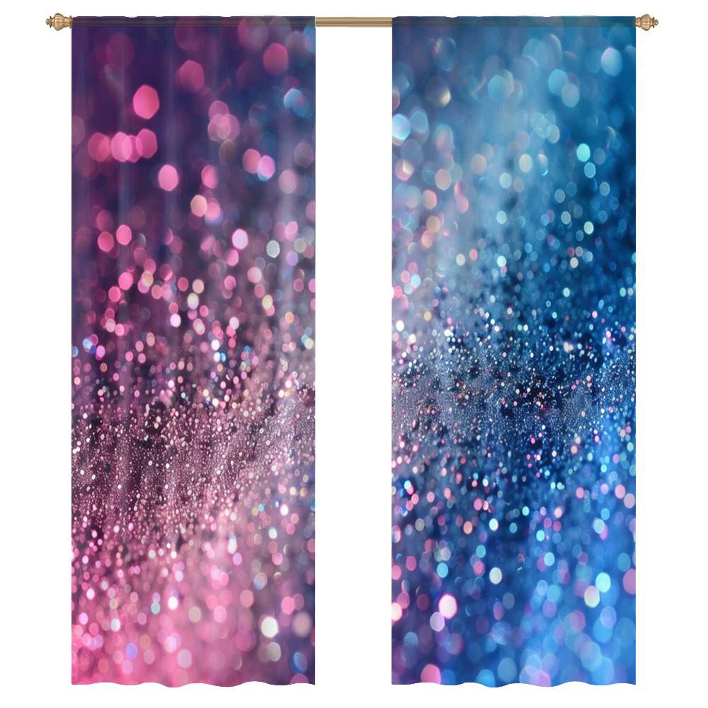 Sparkling Glitter Sheer Voile Curtain Window Tulle Curtains For Living ...