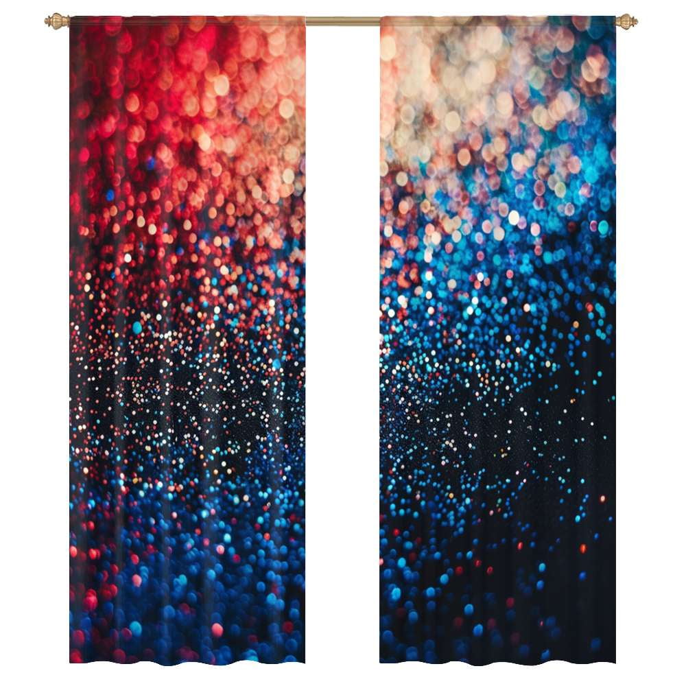 Sparkling Glitter Sheer Window Curtains for Living Room Kitchen Bedroom ...