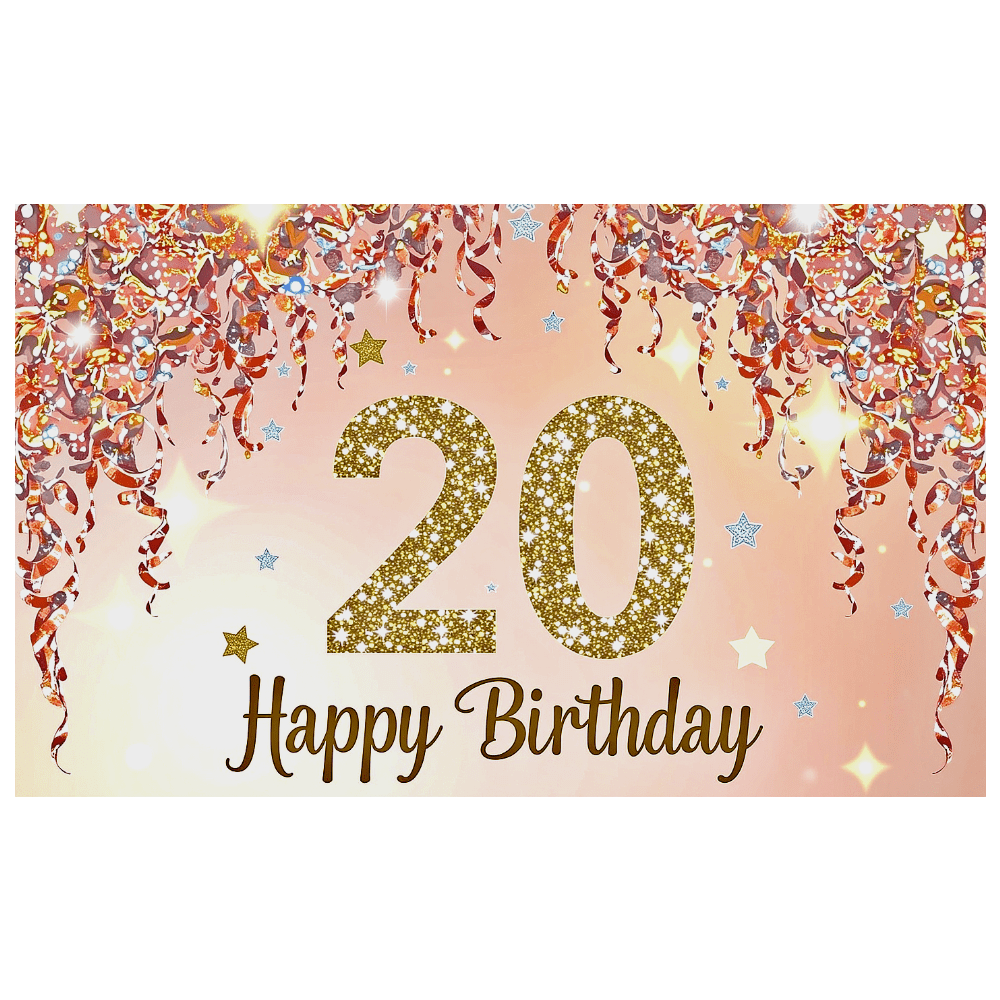 Sparkling Glittery 20 Number Happy Birthday Background Backdrop Banner ...