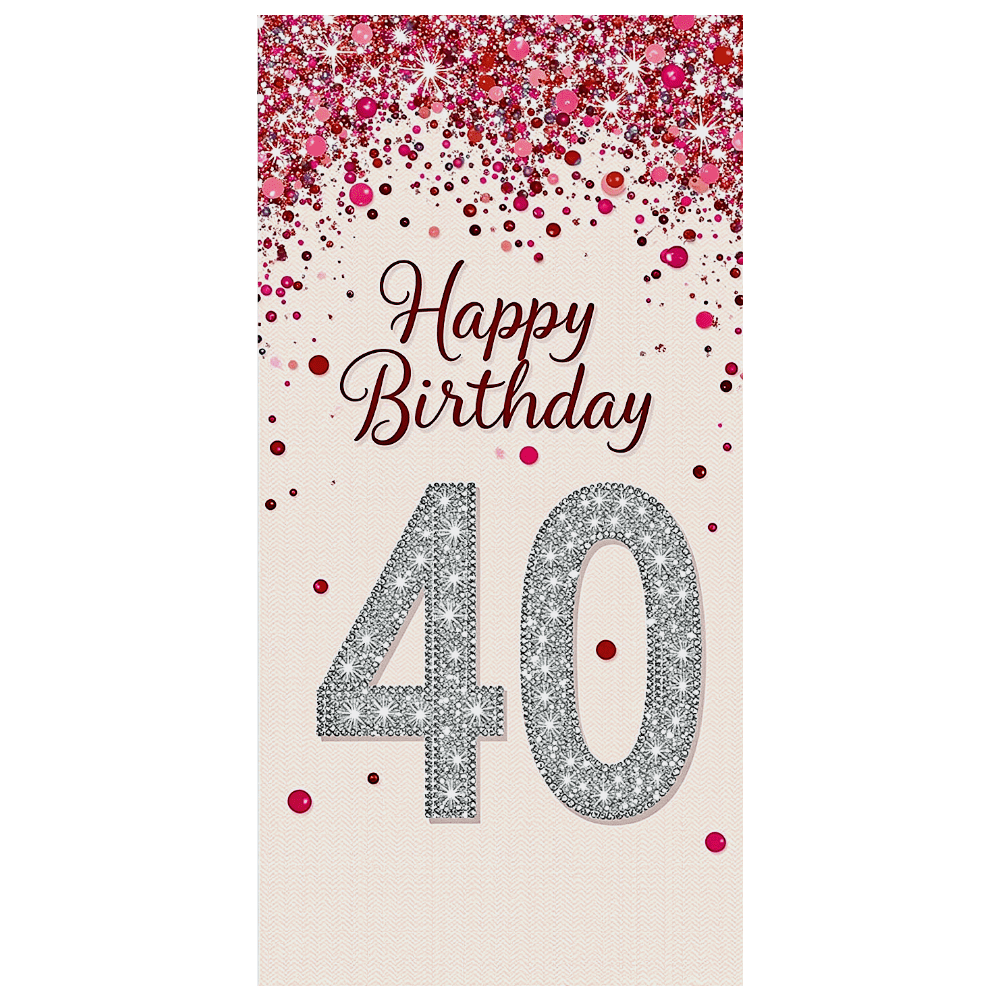 Sparkling Glittery 40th Birthday Banner Backdrop Background Party ...