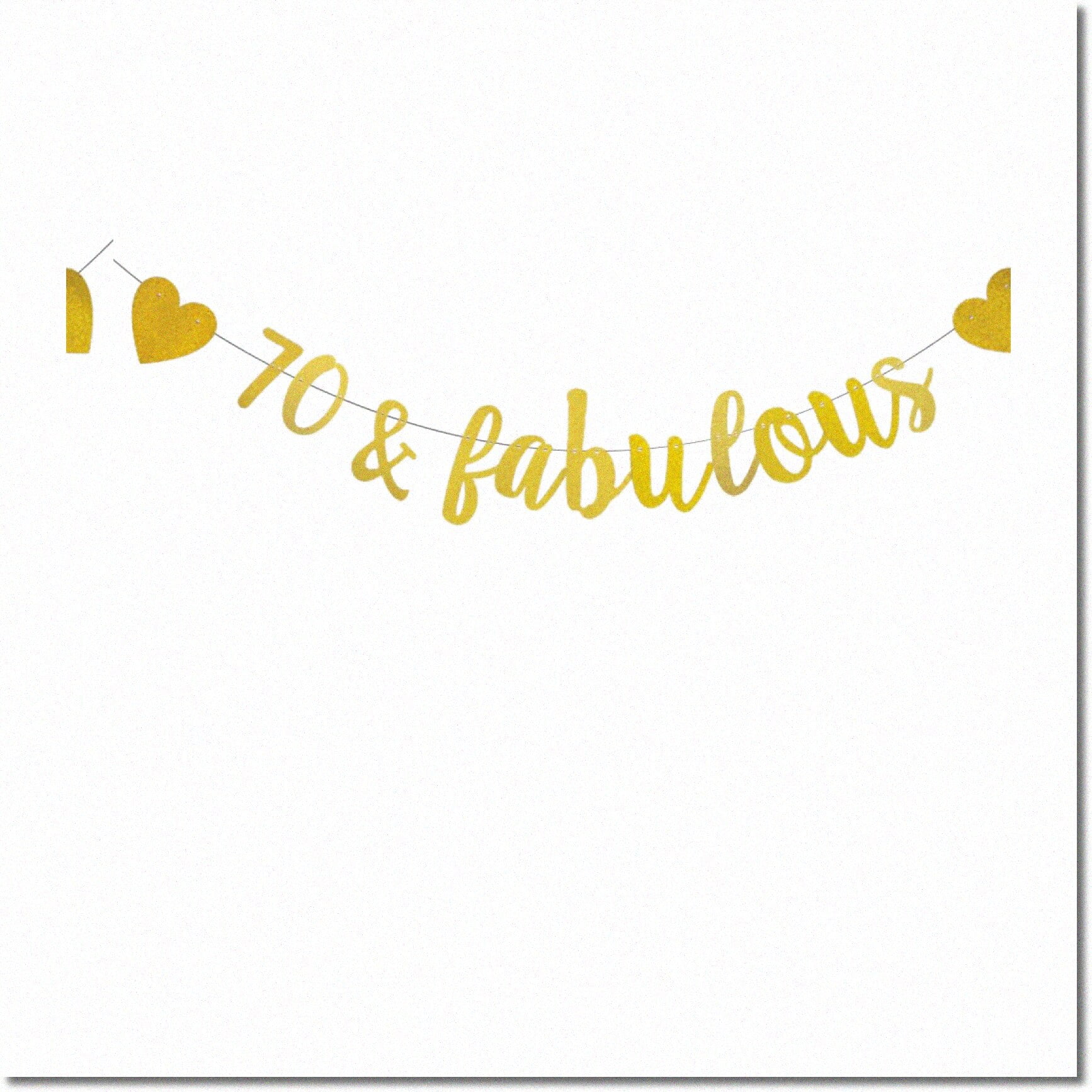 Sparkling Gold 70th Fabulous Glitter Banner - Pre-Assembled Party ...
