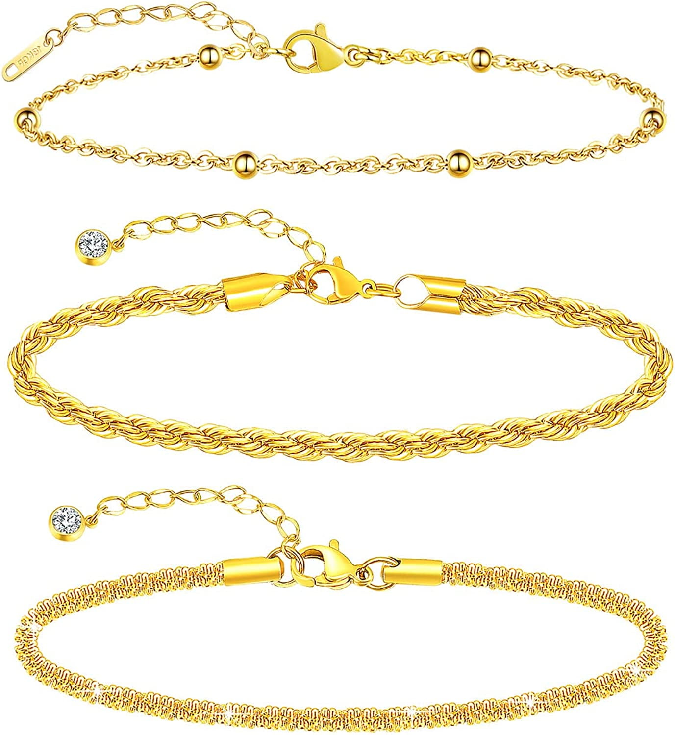 Sparkling Gold Anklet Bracelets for Women,Cute 18K Gold Plated Anklets ...