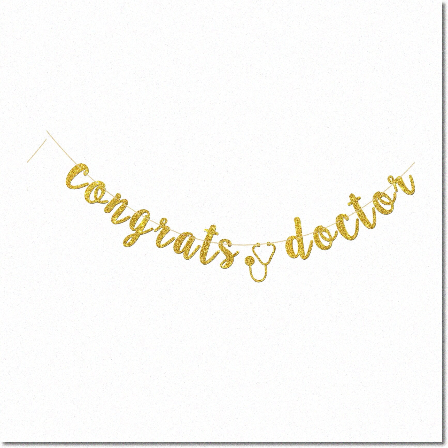Sparkling Gold Doctor Graduation Celebration Banner - Glittery Congrats ...