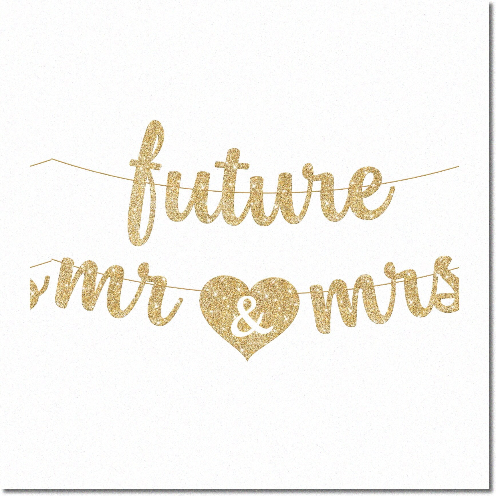 Sparkling Gold Glitter "Future Mr & Mrs" Banner - 10ft Pre-Strung ...