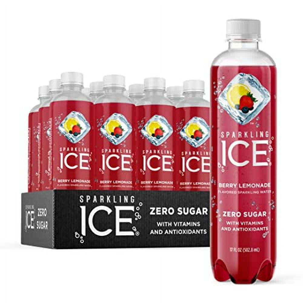 Sparkling Ice, Berry Lemonade Sparkling Water, Zero Sugar Flavored Water, with Vitamins and ...