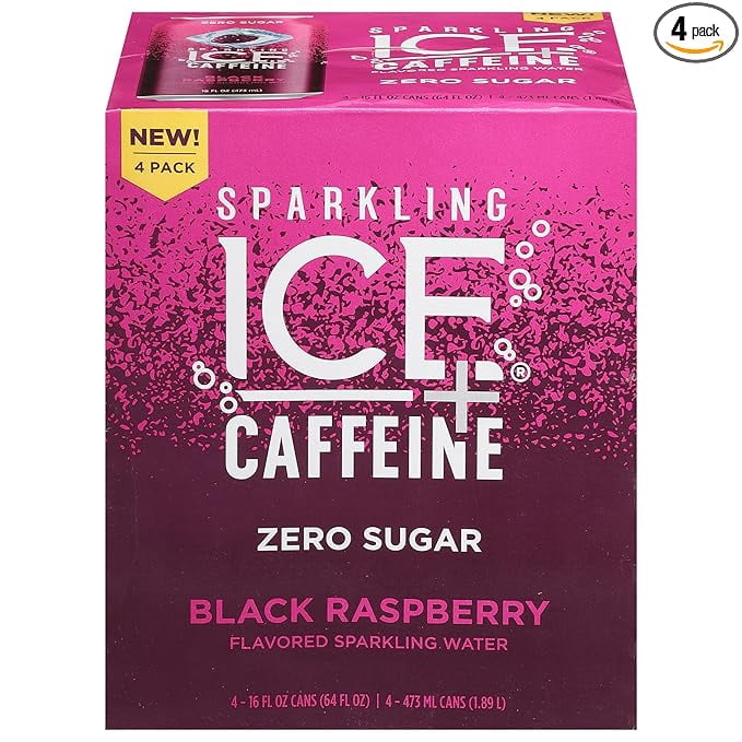 Sparkling Ice +Caffeine Black Raspberry 4/16oz - Walmart.com