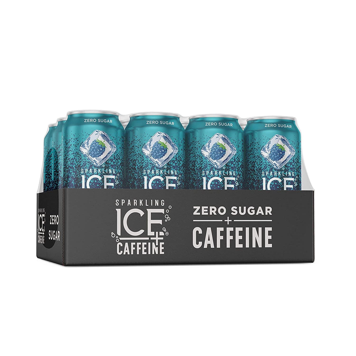 Sparkling Ice +Caffeine Blue Raspberry Sparkling Water, Zero Sugar, 16 ...