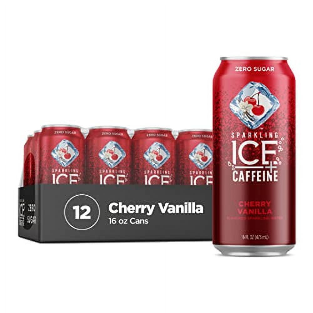 Sparkling Ice +Caffeine Cherry Vanilla Sparkling Water with Caffeine, Zero Sugar, with ...