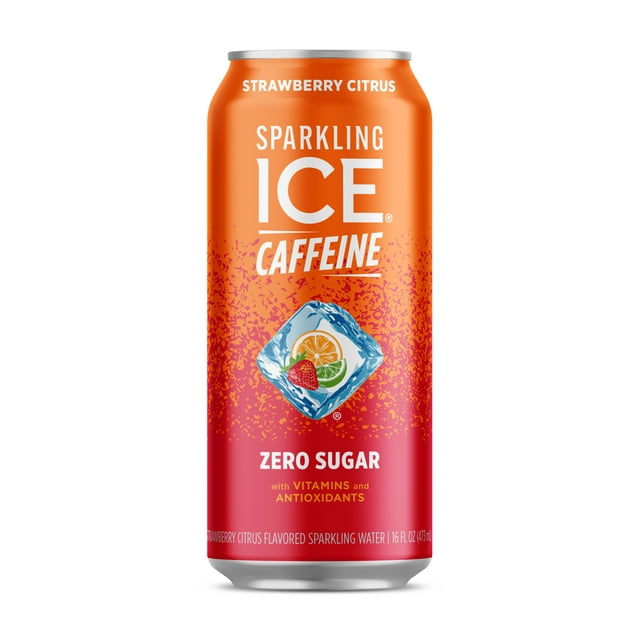 Sparkling Ice® +Caffeine, Sugar-Free Strawberry Citrus Sparkling Water, 16 Fl Oz - Walmart.com