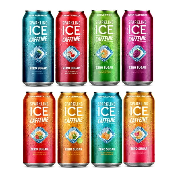 Sparkling Ice +Caffeine Sparkling Water, Zero Sugar, with Antioxidants and Vitamins, Variety ...