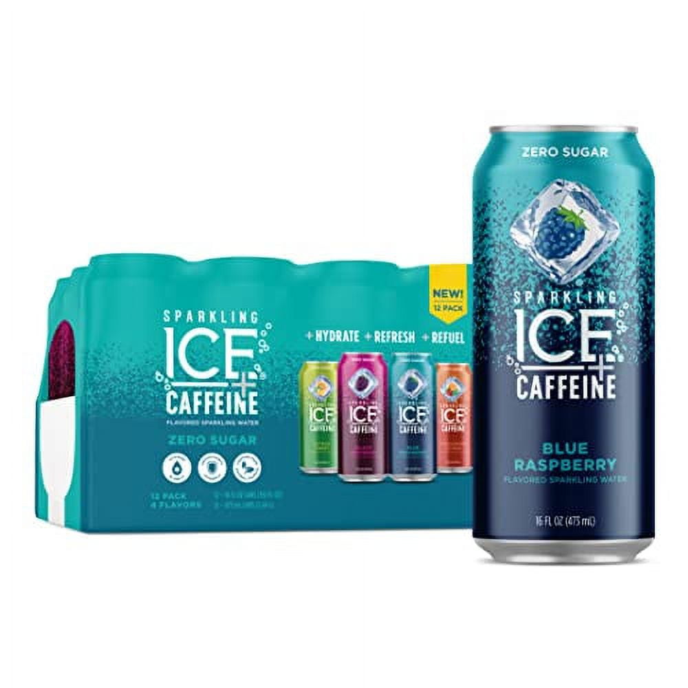 Sparkling Ice +Caffeine Variety Pack, Black Raspberry, Blue Raspberry, Strawberry Citrus, Citrus ...