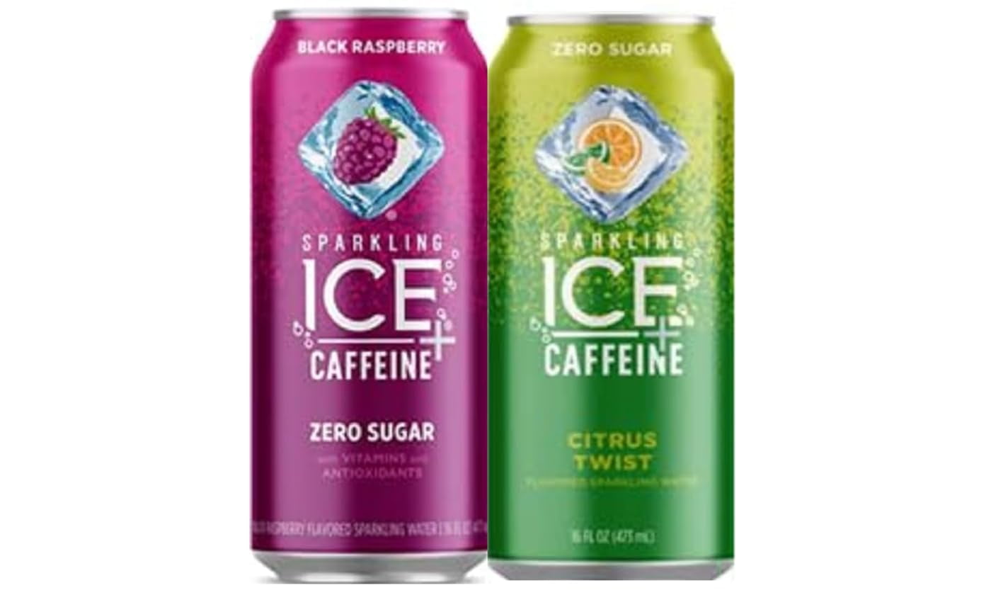 Sparkling Ice +Caffeine Zero Sugar Flavored Sparkling Water with Vitamins and Antioxidants ...